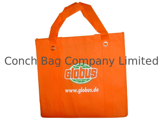 Printed Reusable Non Woven Shopping Bags for Advertisement , Orange