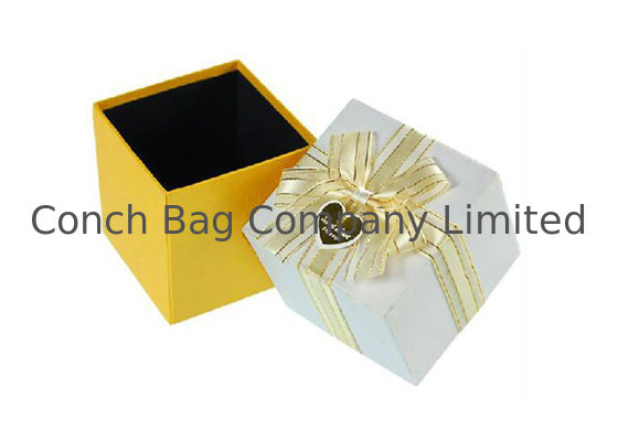 Jewelry Gift Box Two Pieces Cardboard White & Yellow Gift Box For Jewelry