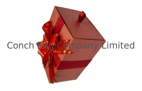 Recyclable Red Wedding Gift Box Drawer Type with Ribbon Tied