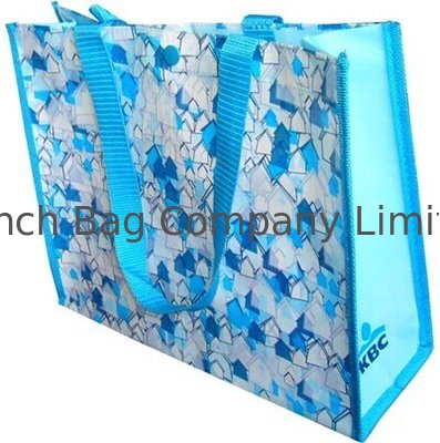 Green Color Laminated PP Woven Shopping Bag For Gift , Supermarket , Retail
