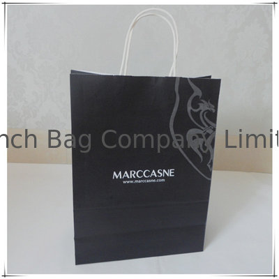 100 Gram Kraft Paper Shopping Bag Black / White Handle 30 x 15 x 38cm