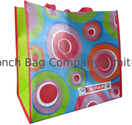 Supermarket colorful green recyclable PP woven shopping bags