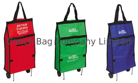 Red PP Woven Trolley collapsible Shopping Basket Bag with Customize Logo