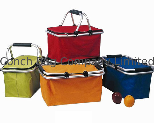 Red PP Woven Trolley collapsible Shopping Basket Bag with Customize Logo
