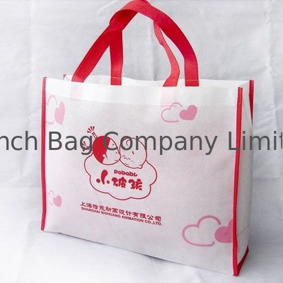Red Non Woven Fabric Handle Bag , Fashionable Shopping Bags in CMYK color