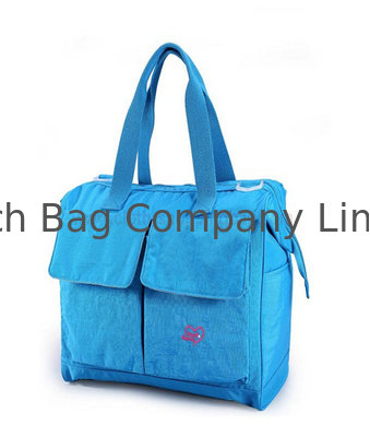 Promotional middle size blue nylon shoulder bag for colleage students