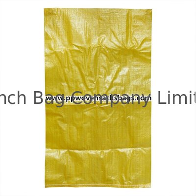 Anti-slip Yellow Polypropylene Virgin PP Woven Bag Sacks for Packing Cement , Coal , Malt