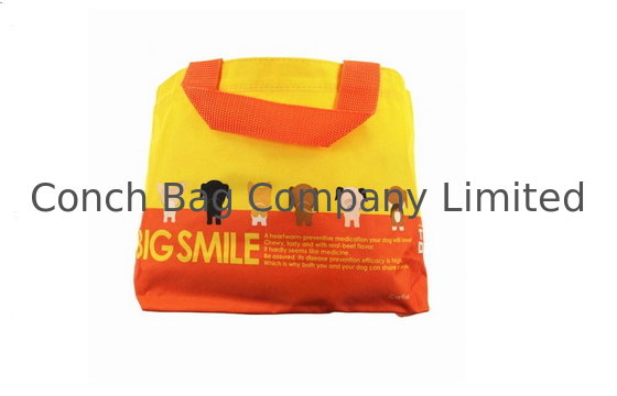 Heat printing yellow exhibition polyester cloth shopping bag Middle sized