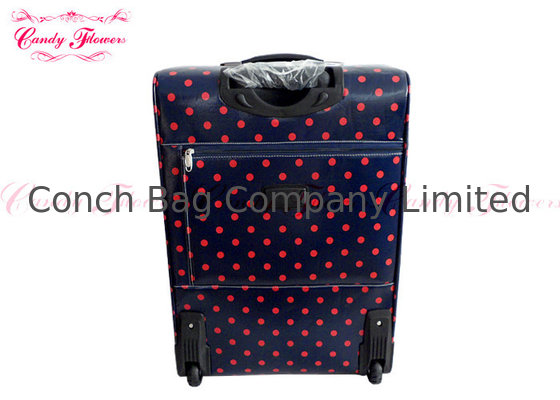 Lightweight 24 inch suitcase Ladies Trolley Bag with blue and red polka dot