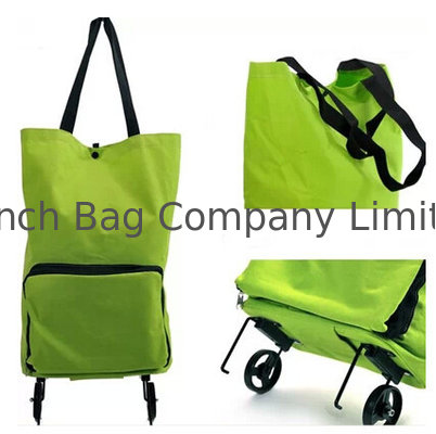 Foldable 600D Polyester Fabric Folding Shopping Trolley Bag Accept OEM Colors