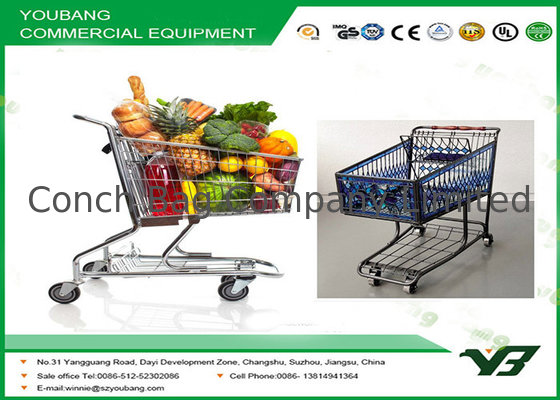 Zinc Plated  Supermarket Shopping Trolley / American Style retail shopping trolley