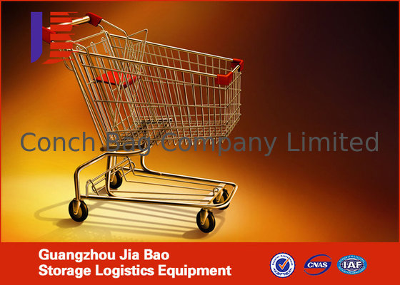 European Style Retail Supermarket Shopping Carts , Zinc Metal Trolleys