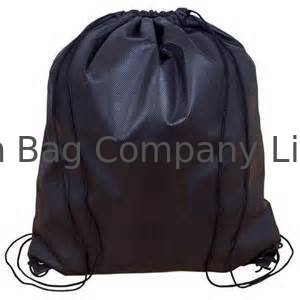 190T polyester String Non-woven Green Shopping bag backpack For Promotional