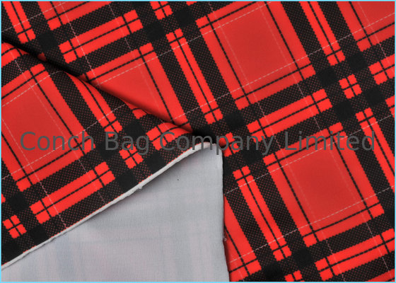 Red And Black Plaid Fabric / Warp Knitted Printed Spandex Fabric  1.5m*220gsm