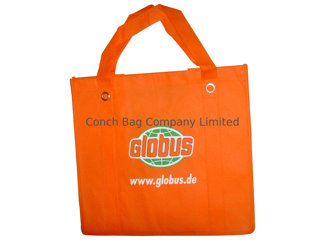 Printed Reusable Non Woven Shopping Bags for Advertisement , Orange