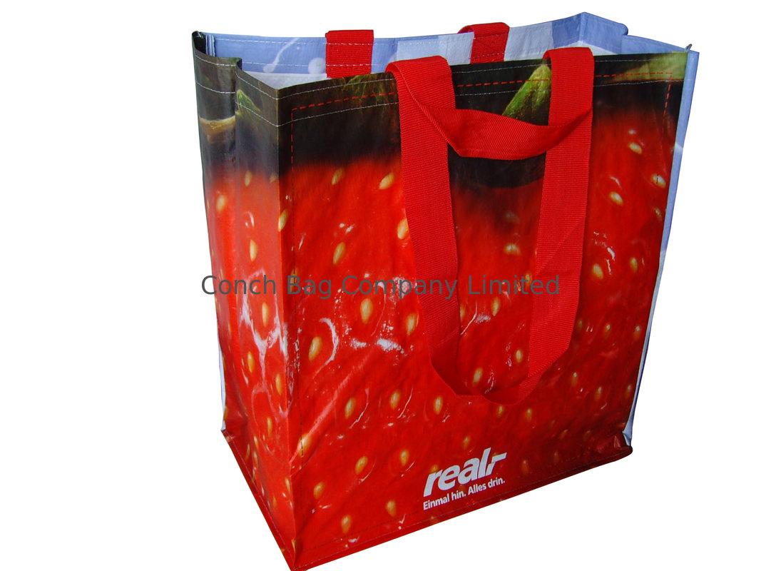 Reusable Four Handles PP Woven Bags for Shopping , Embossing Surface