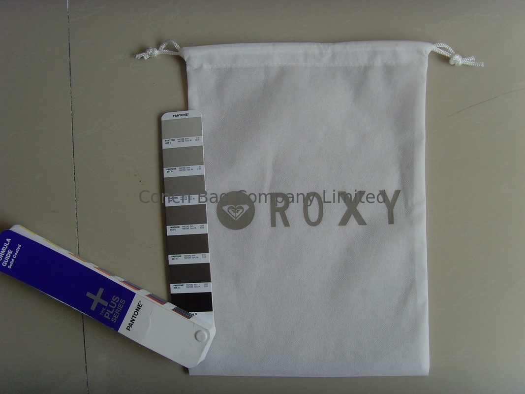 60gsm Supermarket Non-Woven Shopping Bag White Durable , Drawsting Design
