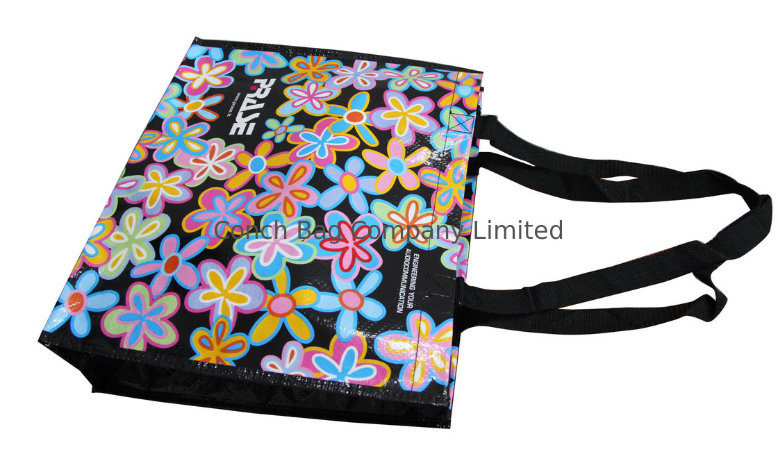 Customized PRASE PP Woven Bags With Flower Pattern, Personalized Logo For Shopping