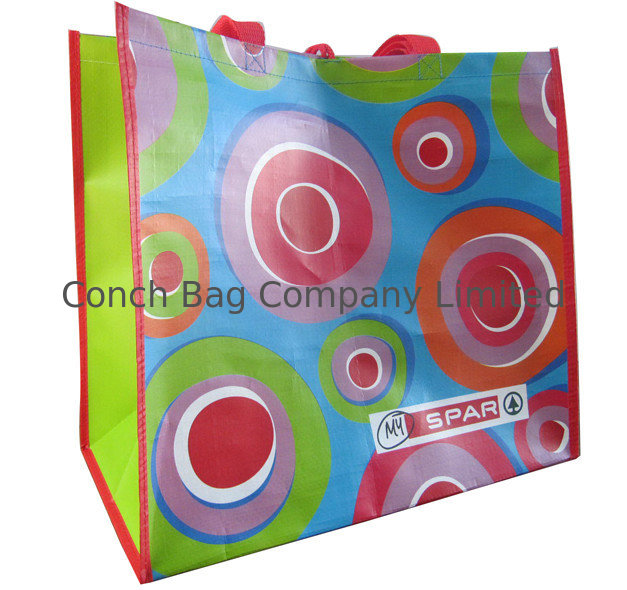 Supermarket colorful green recyclable PP woven shopping bags