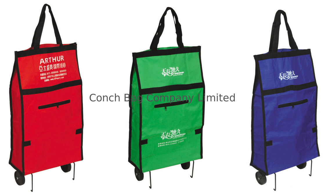 Red PP Woven Trolley collapsible Shopping Basket Bag with Customize Logo