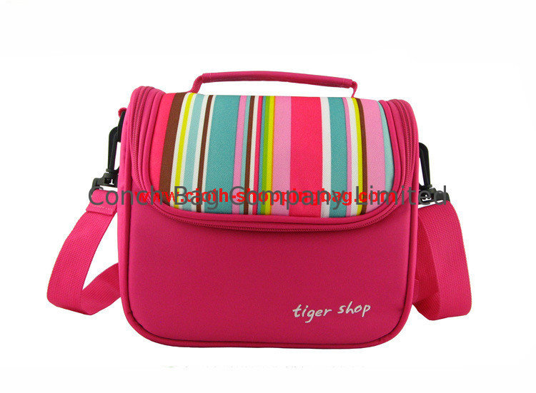Fashionable pink durable built lunch bag for women ladies , milk cooler bag