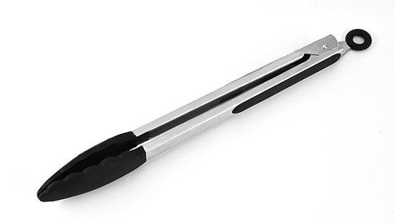 Silicone black food tong baking kitchen utensil