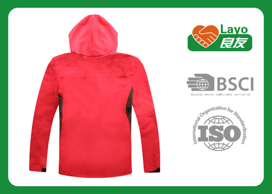 Fashionable Style Womens Windbreaker Jackets With Hood Red Color 