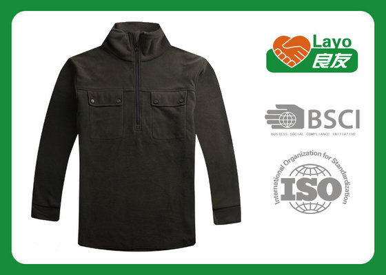 Professional Mens Black Fleece Jacket , Windproof Fleece Jacket Full Zip
