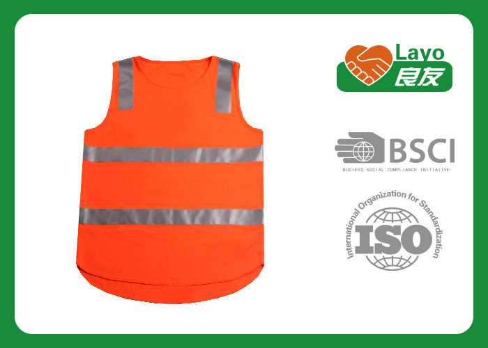 Security Safety Vest High Visibility , Reflective Safety Vest Orange Color