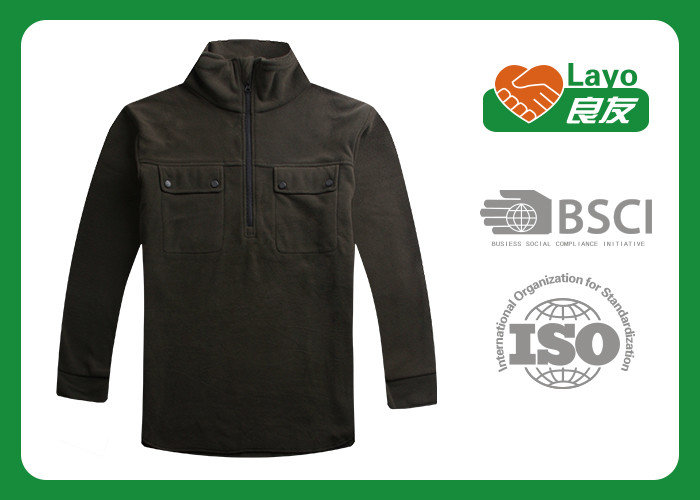 Professional Mens Black Fleece Jacket , Windproof Fleece Jacket Full Zip