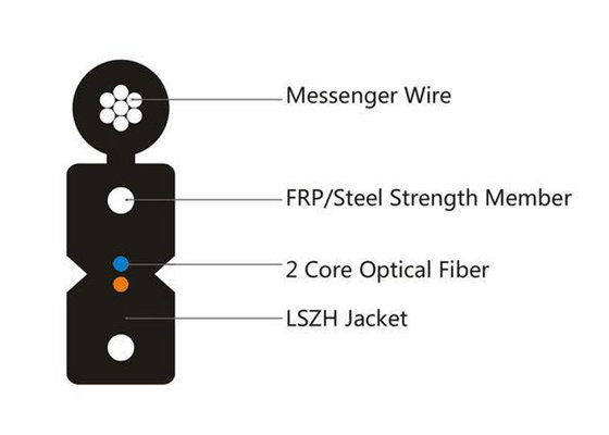 G657A1 FTTH Fiber Optic Drop Cable 0.33 X 7ST Strands Messenger Wire