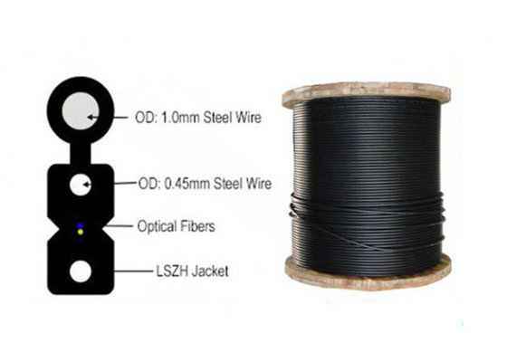 2 Core Indoor Fiber Optic Cable , FTTH Fiber Optic Network Cable FRP / Steel Wire