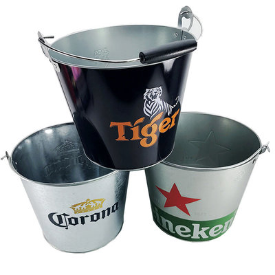 Wholesale Custom Stock Bar Promotional Galvanized Cooler Round Beer Metal Ice Bucket