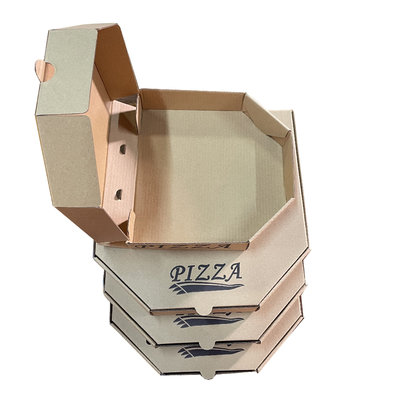 Goods in Stock Wholeasale Hexagonal Corrugated Kraft 8-12 Inch Pizza Box, MOQ 100PCS