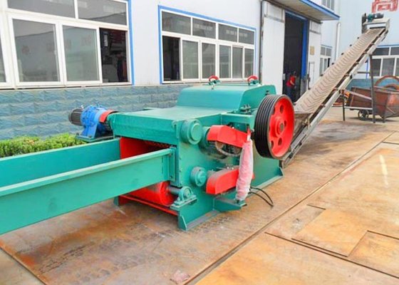 Rotary Drum Wood Chipper Machine , Wood Shredder Machine With Base Frame Design