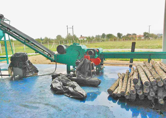 Rotary Drum Wood Chipper Machine , Wood Shredder Machine With Base Frame Design