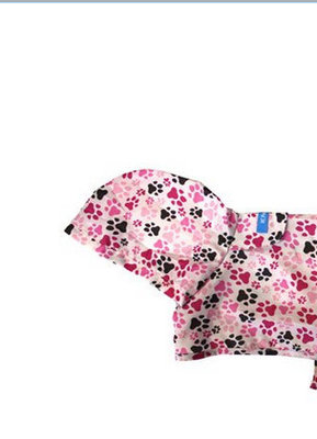 Lightweight Waterproof Packable Dog Rain Poncho , Pitter Patter Pink , Medium
