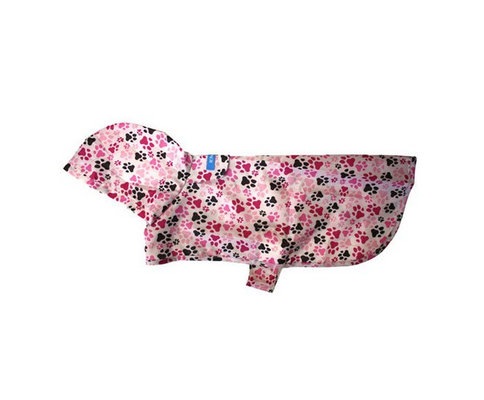 Lightweight Waterproof Packable Dog Rain Poncho , Pitter Patter Pink , Medium