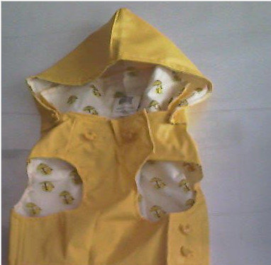 Waterproof PVC Pet Yellow Raincoat hooded cat rainwears printing for Shiba , Beagle