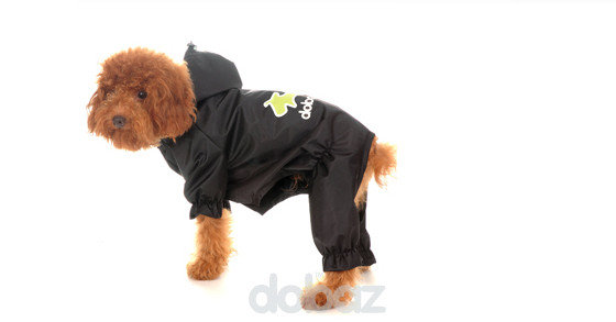 Black Windproof / Waterproof Rain Coat With Legs For Dog Pet Outdoor