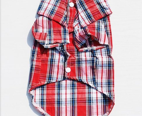 Custom Medium Dog Clothes , Soft Casual Dog Plaid Shirt Blue Red Pet Clothes