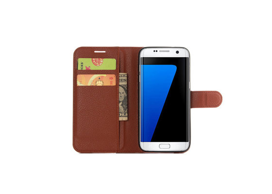 PU Samsung Galaxy Wallet Case , Brown Color Mobile Phone Wallet Cases