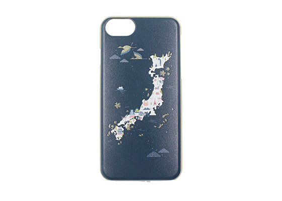 Dark Blue Cell Phone Back Cover Japanese Map Pattern Precise Hole Position