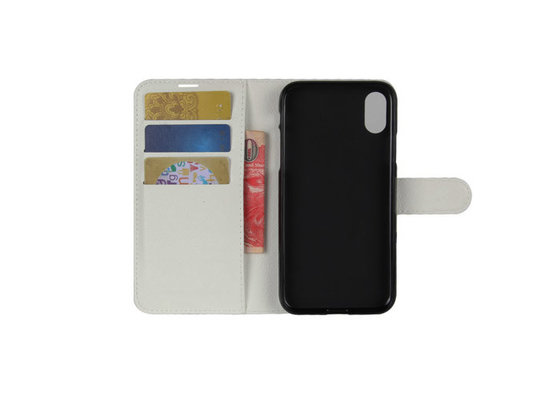 Classical Pu Leather IPhone X Phone Case Single Gray Color Multi Functions