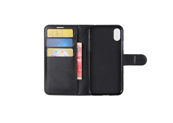 Dark Black IPhone X Phone Case Logo Printing With Credit Cards Pockets