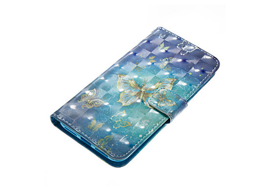 Starry Blue Butterfly Pu Leather Phone Case With Card Pocket Customized Packaging