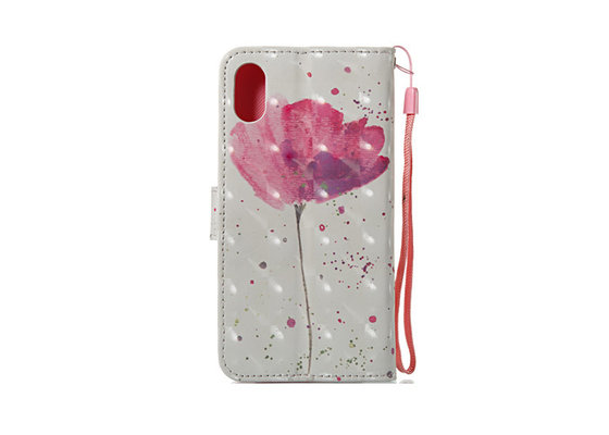 Pink Lass Flip Pu Leather Case For IPhone X , Waterproof Iphone Magnetic Case