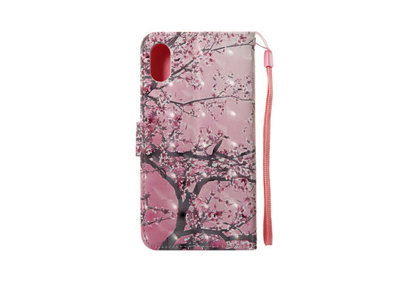 Cherry Blossoms Card Pocket Phone Case , Pink Phone Cases For Iphone X