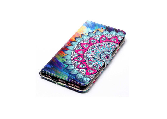 Tpu Customized Mobile Cases , Magical Flowers Printing 2 In 1 Wallet Case