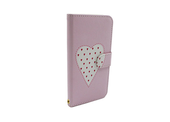 Pink Heart Shapes Apple Phone Wallet Case , Custom Apple Iphone 6s Plus Phone Case